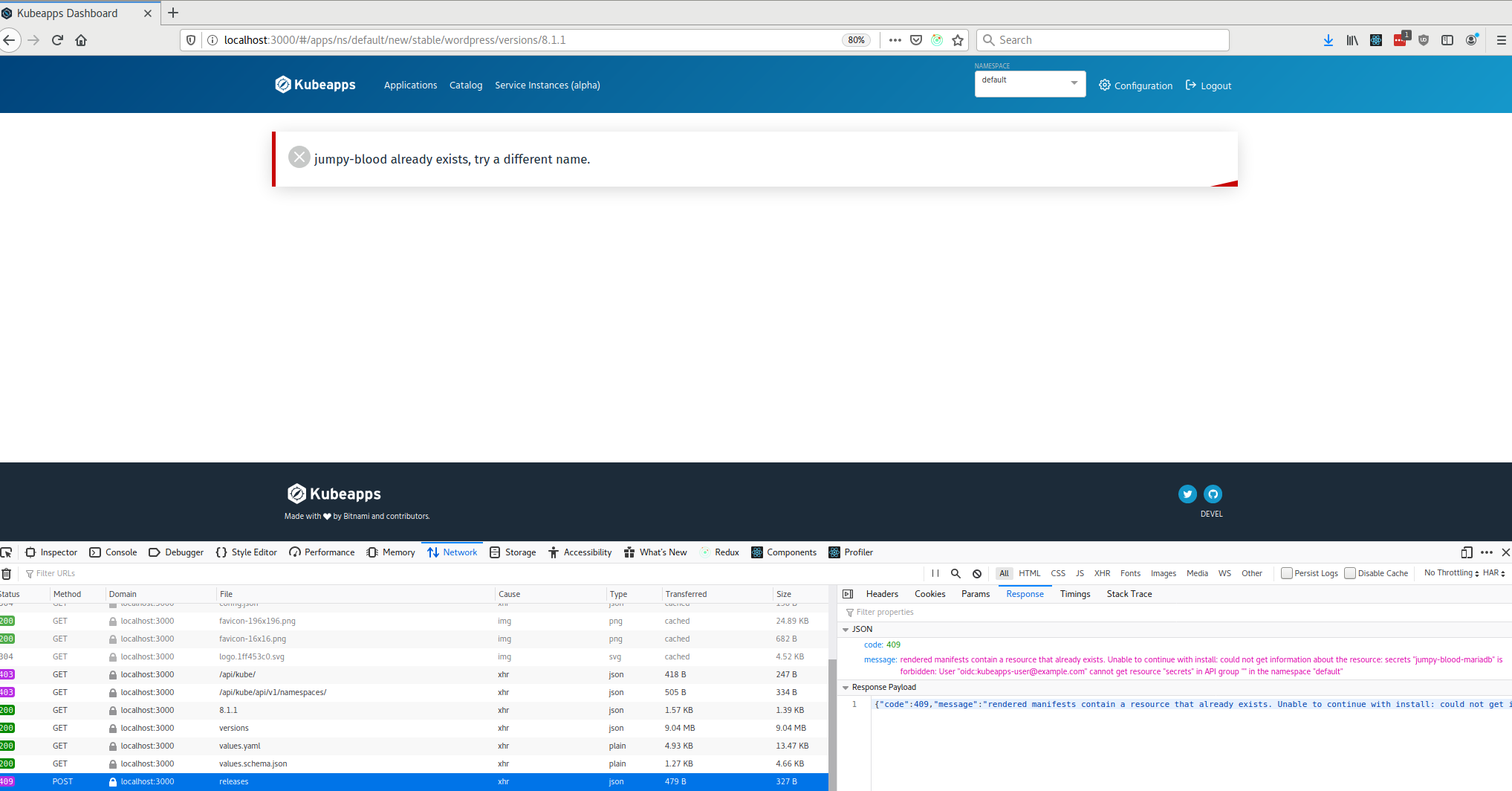 [Helm3] Incorrect error message when installing to namespace without access · Issue #1464 ...