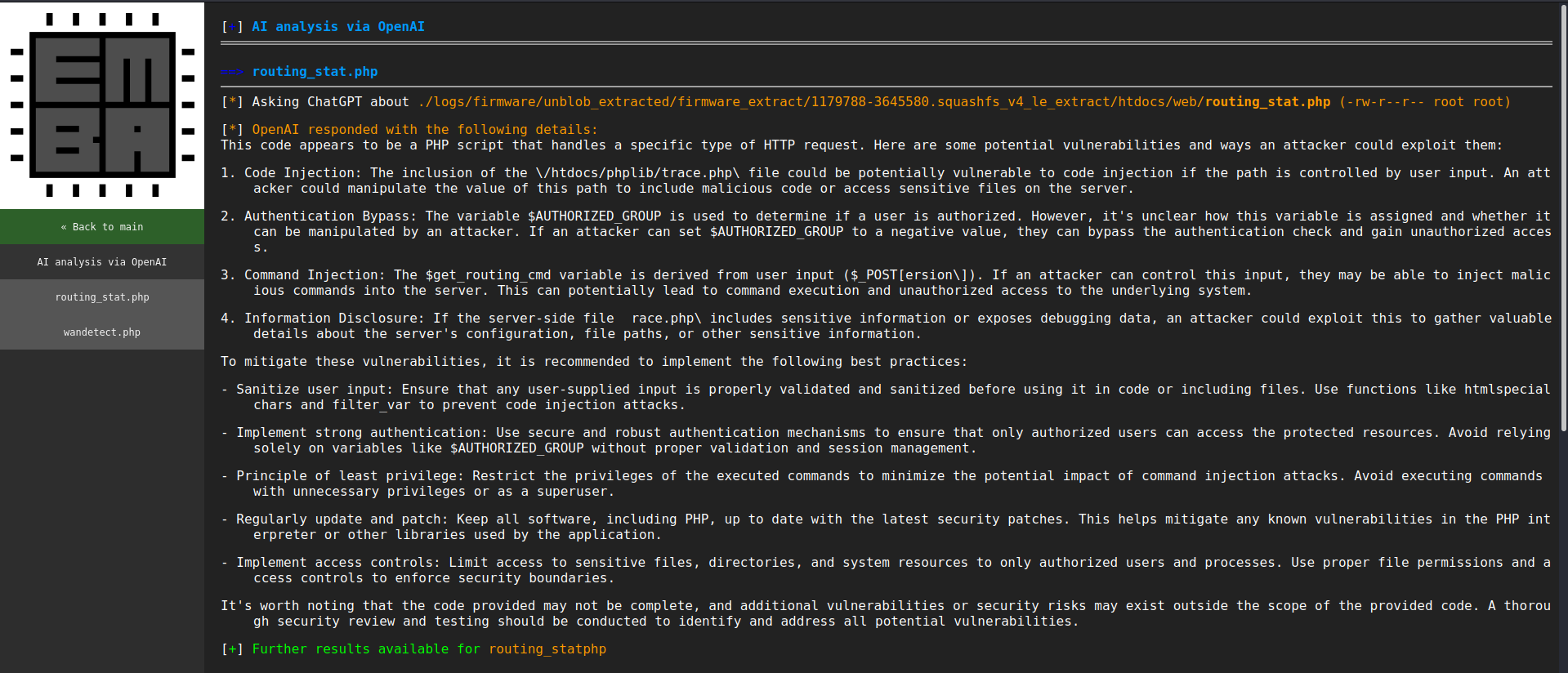 AI supported firmware analysis · e-m-b-a/emba Wiki · GitHub