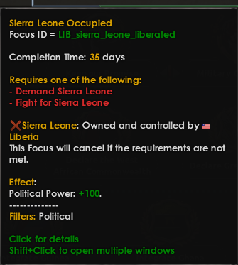 LIB - Liberia puppeted sierra leone and can not progress down it's focus tree · Issue #13569 ...