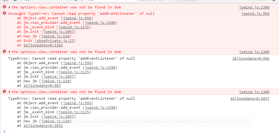 遇到的错误：jsmind.js:2306 the options.view.container was not be found in dom 。。。。 · Issue #299 ...