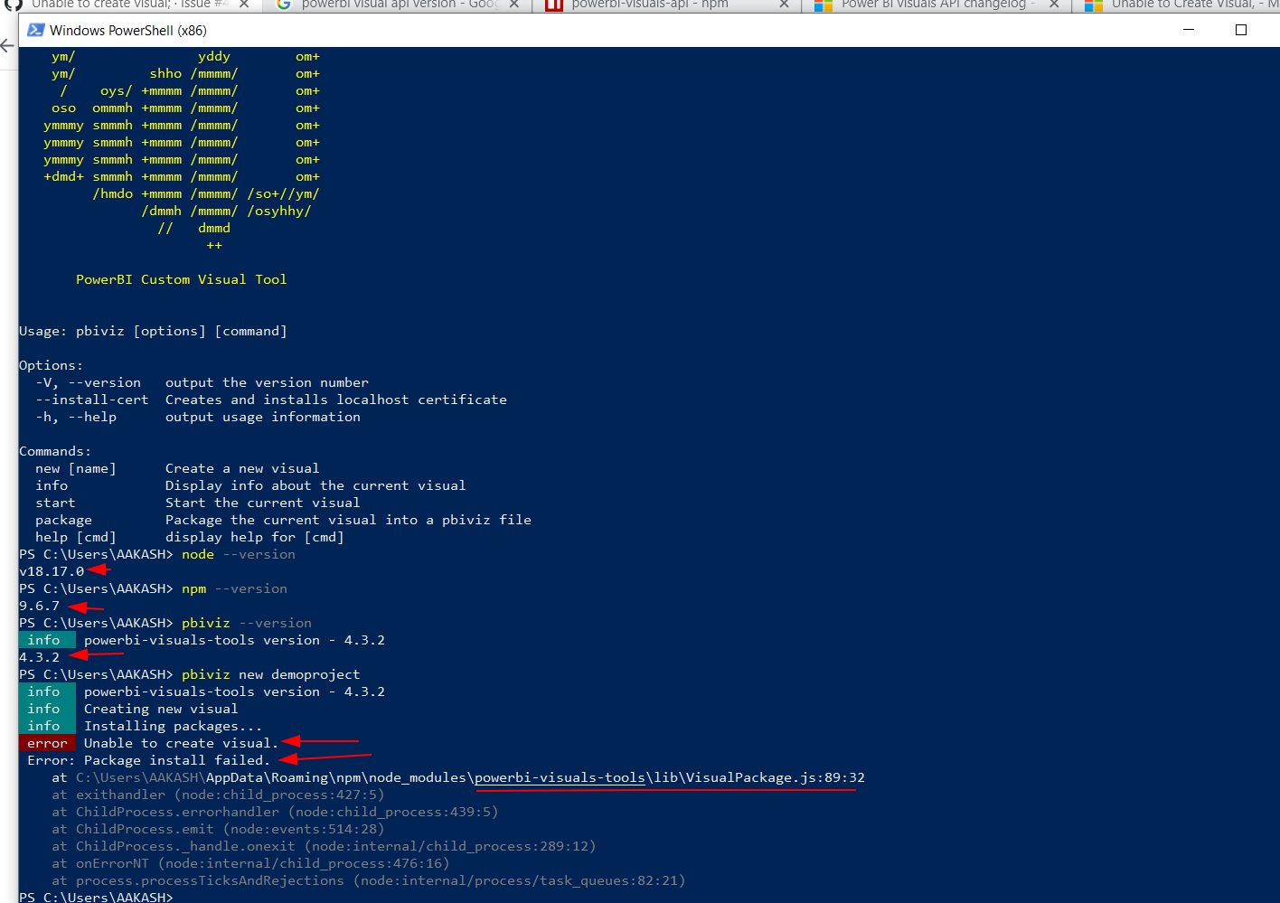 Unable To Create Visual · Issue 475 · Microsoft Powerbi Visuals Tools · Github