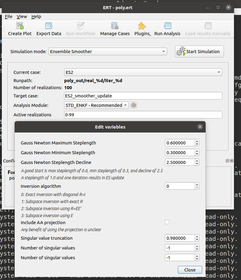 Change user configuration menu of ES and ES-MDA to represent the values which one can change ...