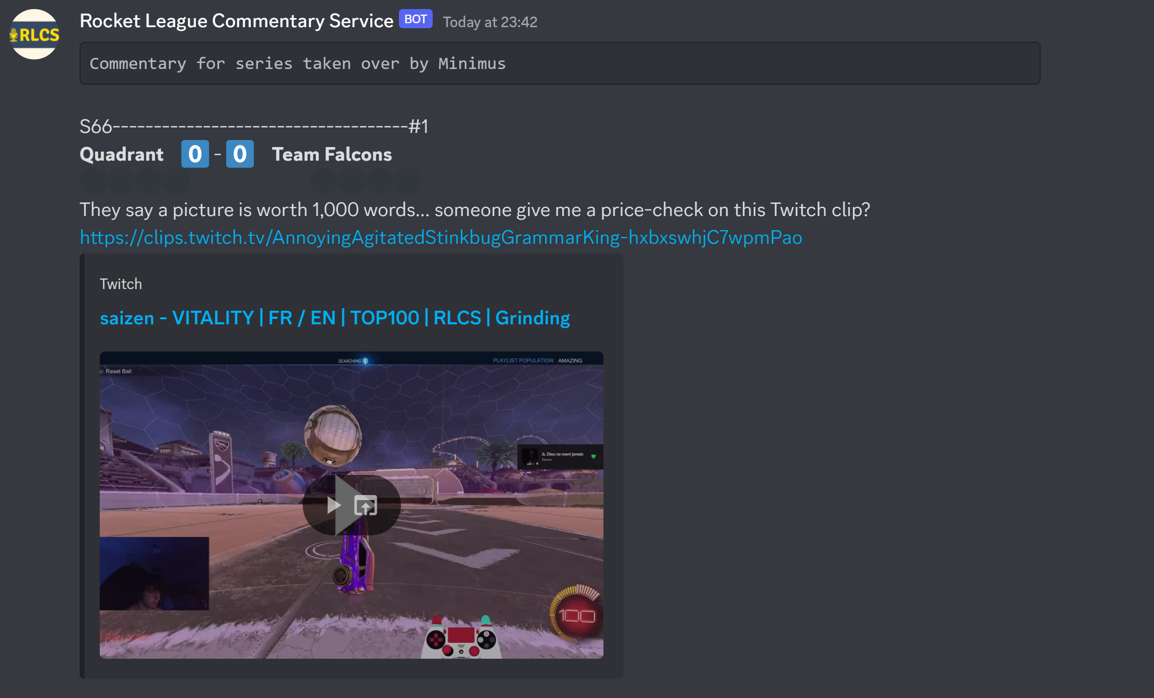 Twitch Clips | Rocket League Commentary Service
