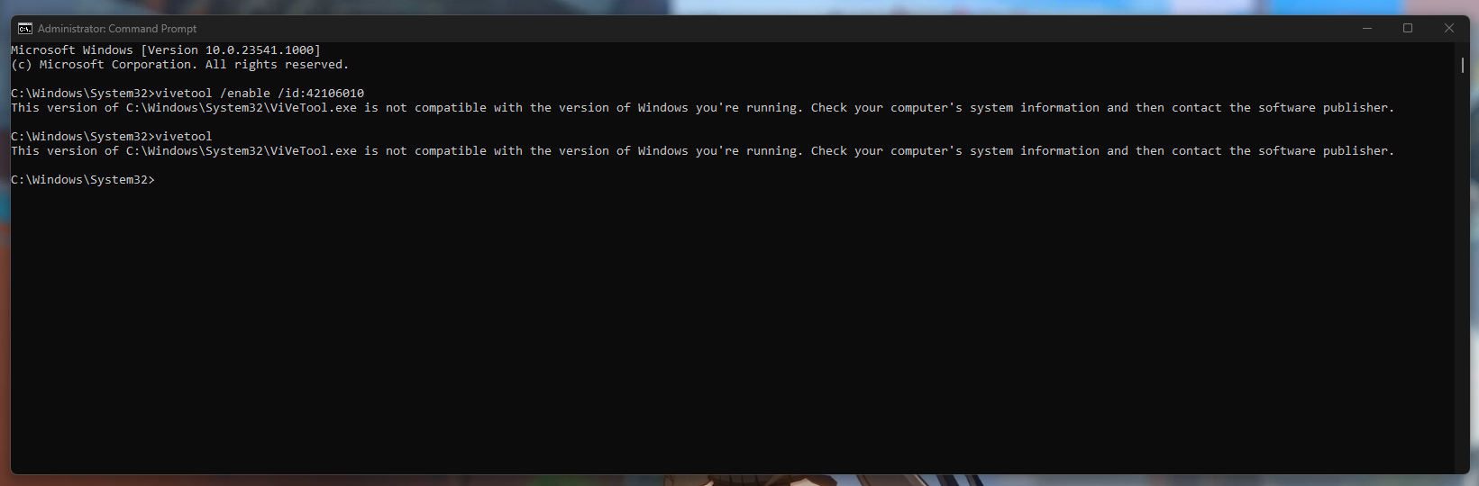 ViveTool not compatible with version of Windows · Issue #112 · thebookisclosed/ViVe · GitHub