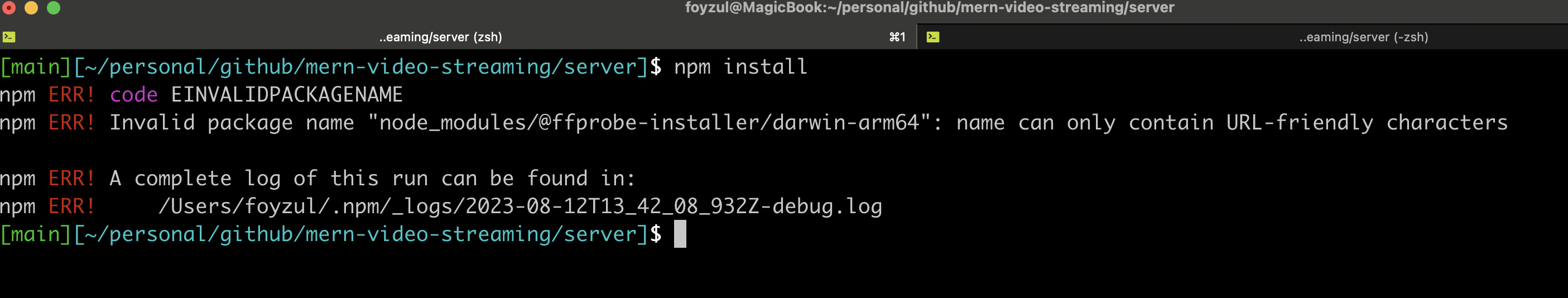 ffprobe is creating problem · Issue #70 · foyzulkarim/mern-video-streaming · GitHub