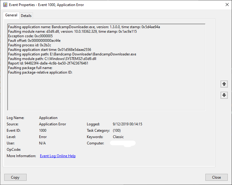 BandcampDownloader doesn't start - Faulting module name: d3d9.dll · Issue #115 · Otiel ...