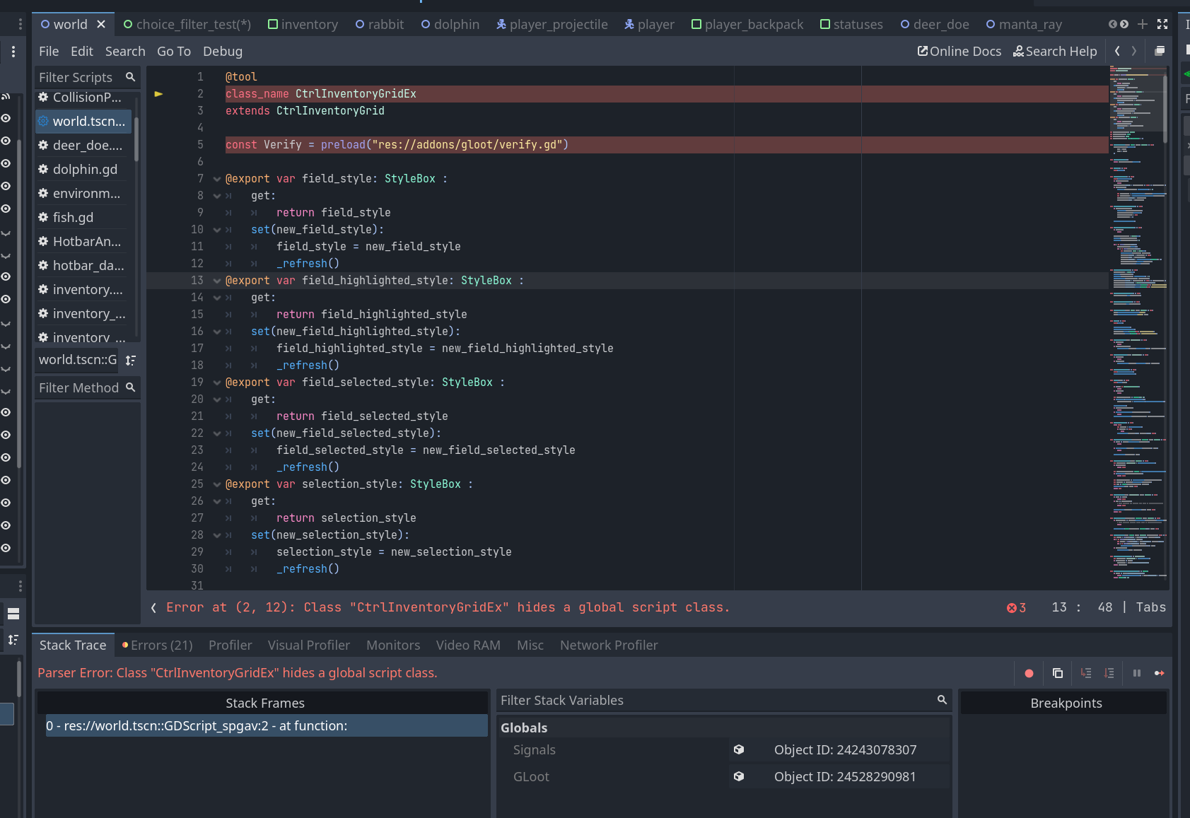 CtrlInventoryGrixEx hides a global script class. · Issue #107 · peter-kish/gloot · GitHub