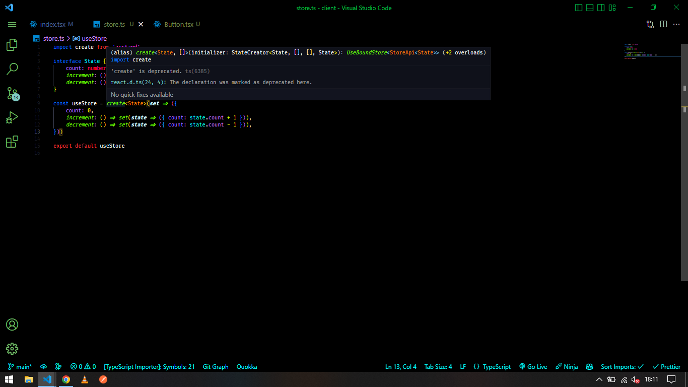 'create' is deprecated · pmndrs zustand · Discussion #1548 · GitHub