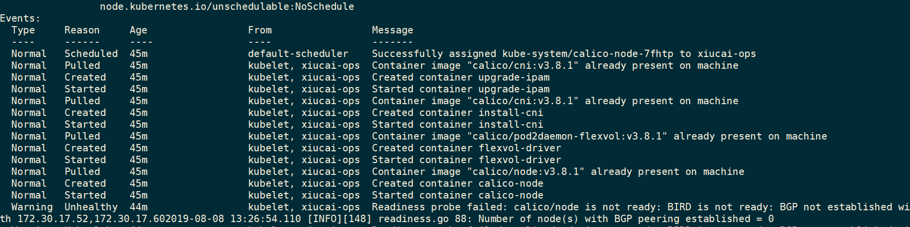 calico/node is not ready: BIRD is not ready: BGP not established(K8S 1.15.1,calico/cni:v3.8.1 ...