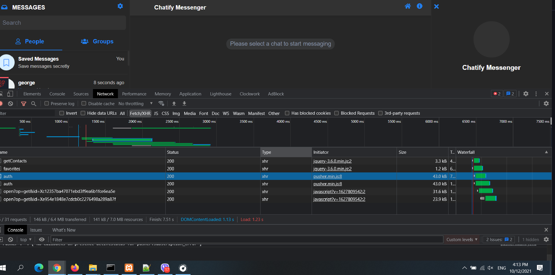 Pusher Error - JSON returned from auth endpoint was invalid, yet status code was 200 · Issue ...