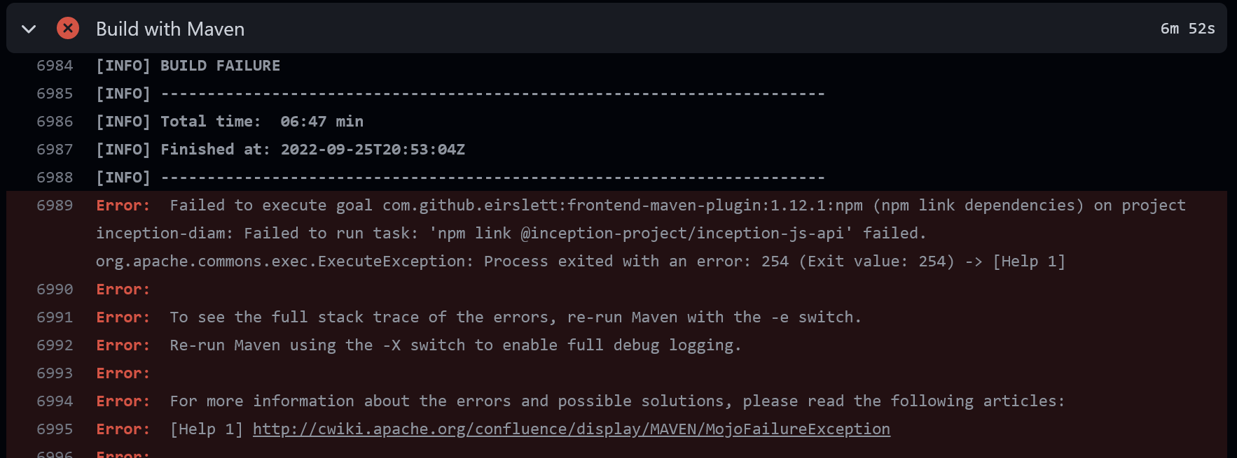 Fail To Build Using Github Action · Issue 3399 · Inception Project Inception · Github