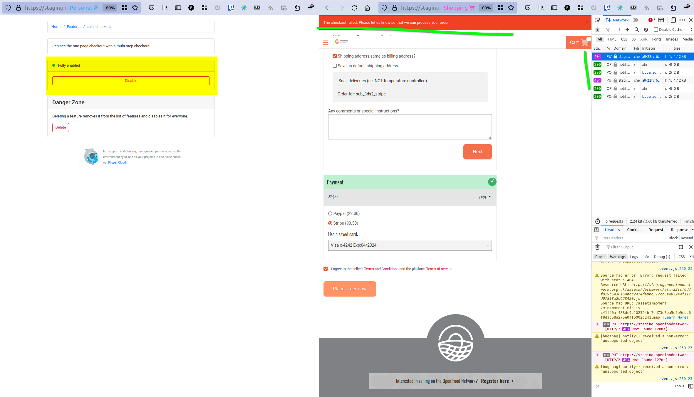 Transition from legacy -> split checkout blocks order completion · Issue #10790 ...