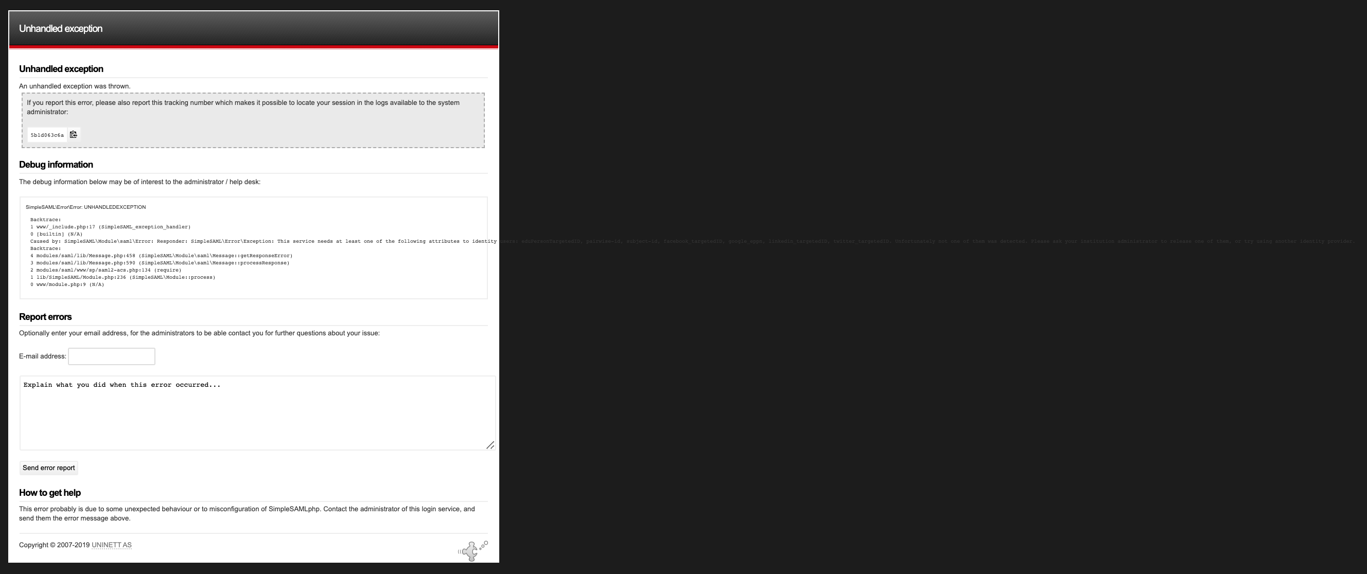 Improve your UNHANDLEDEXCEPTION and general error handling! · Issue #1471 · simplesamlphp ...