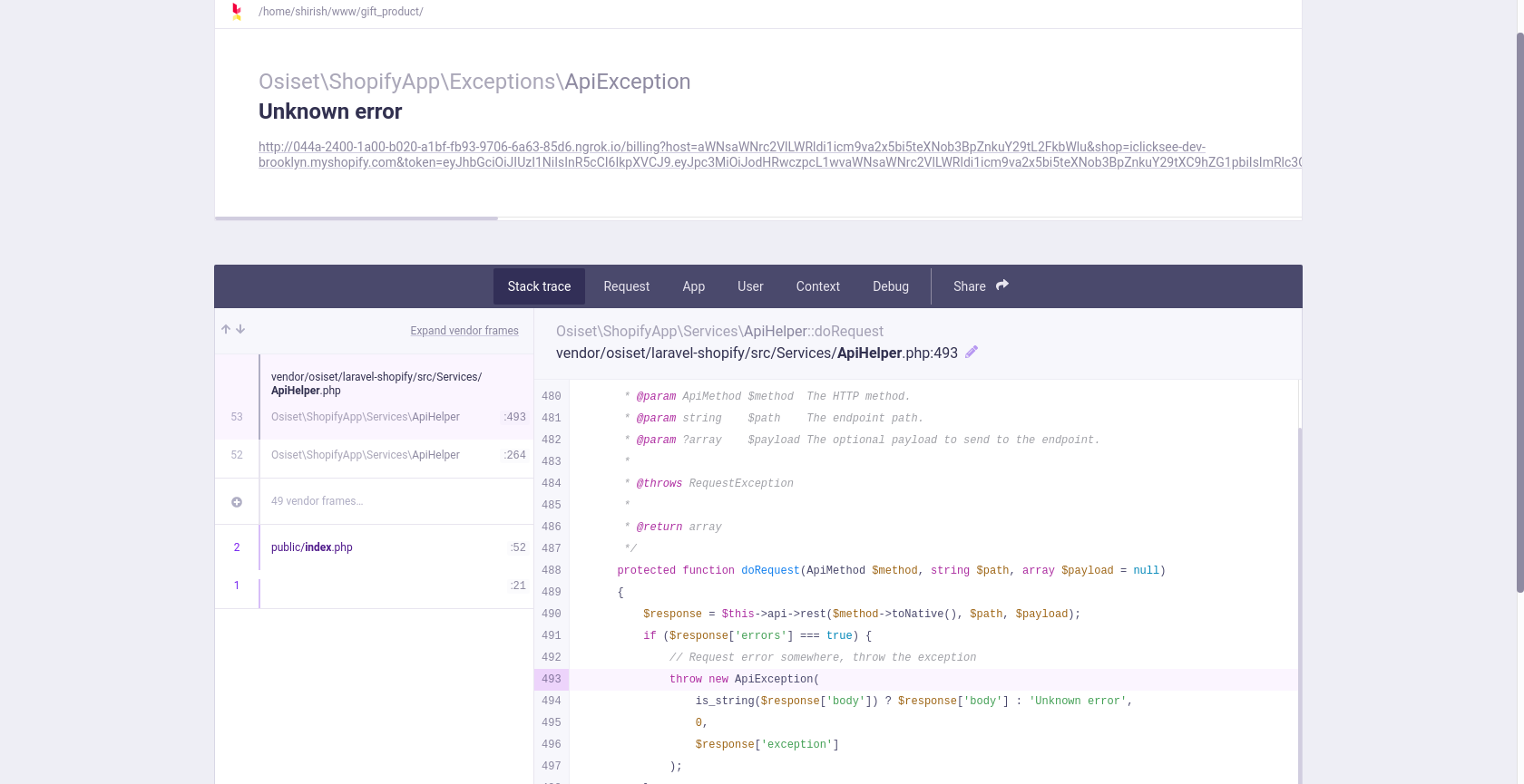 Biliing unknown error · Issue #997 · gnikyt/laravel-shopify · GitHub