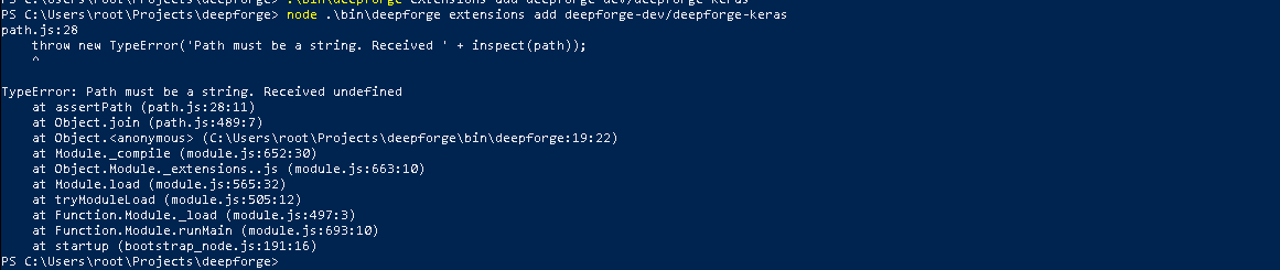 DeepForge extensions installation fails on windows · Issue #1136 · deepforge-dev/deepforge · GitHub