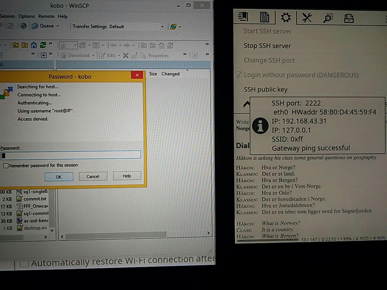 SSH Login DOES work; SFTP works too :) · Issue #5394 · koreader/koreader · GitHub