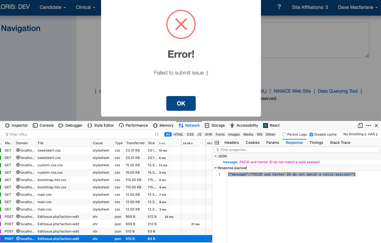 [Issue Tracker] Alert does not contain error message from response · Issue #4764 · aces/Loris ...