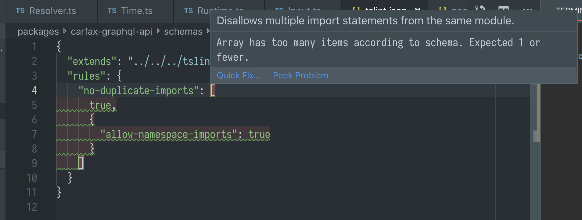 Bad documentation or JSON schema for `no-duplicate-imports` with `allow-namespace-imports ...