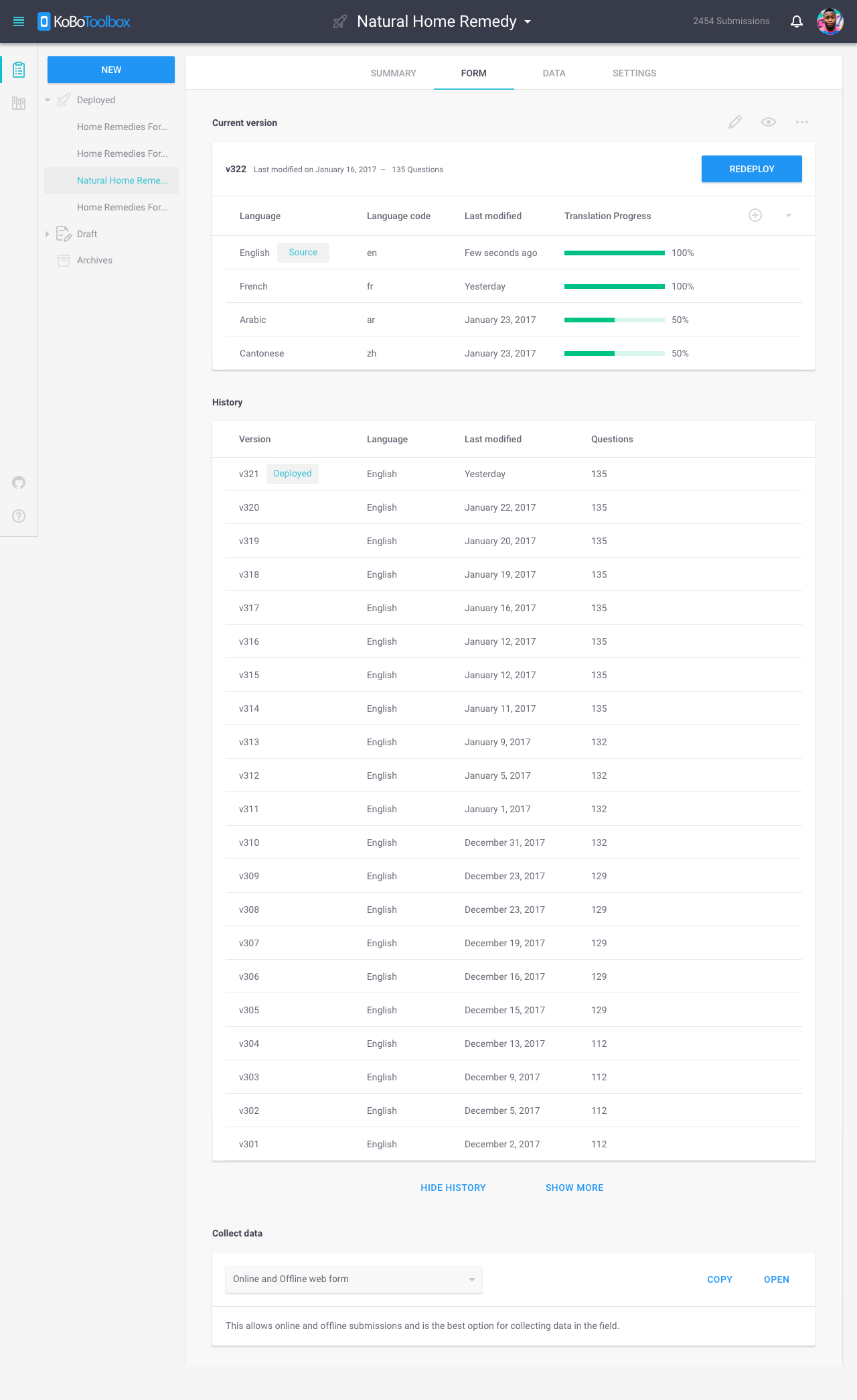 "Show full history" should support pagination · Issue #1306 · kobotoolbox/kpi · GitHub