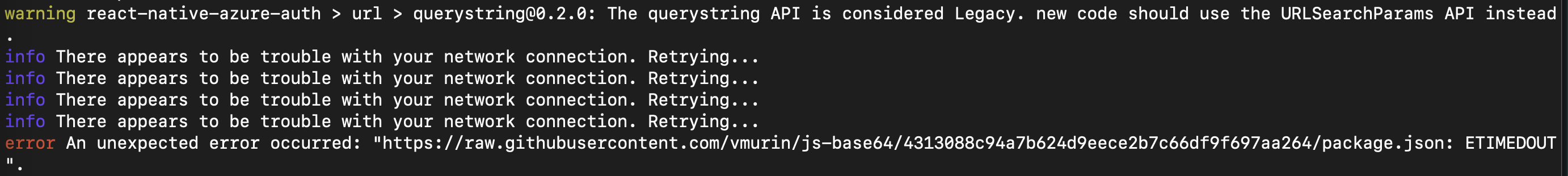 Yarn Install Fails When Nodemodules And Lock Files Are Deleted · Issue 180 · Vmurinreact