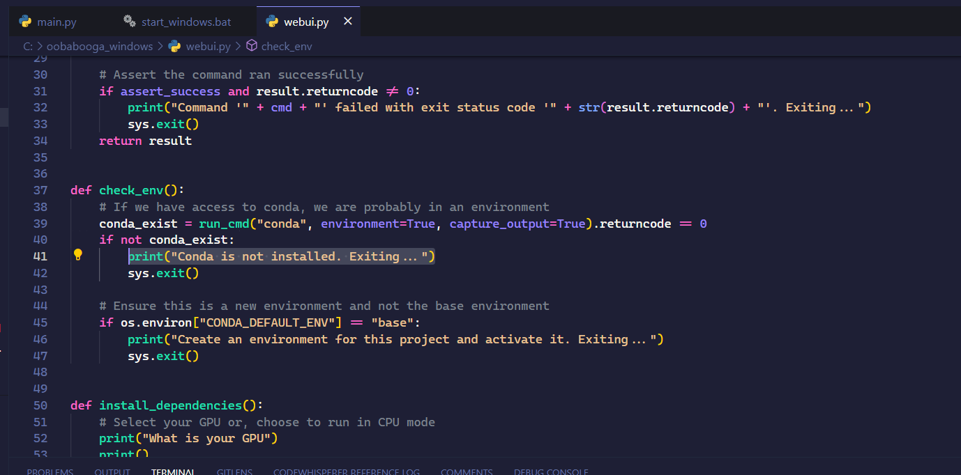 "Conda is not installed." even after installed with start_windows.bat ...