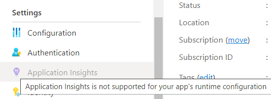 Application Insights can't be enabled from Azure Portal on App Service Linux + Node 16 · Issue ...