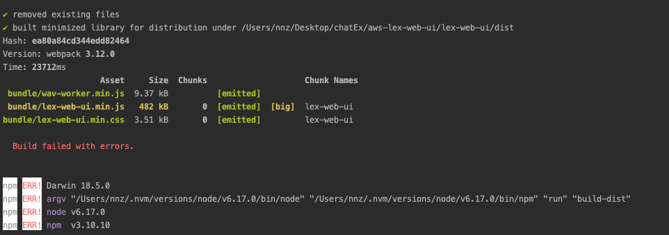 `npm run build-dist` script is not working under the lex-web-ui folder · Issue #152 · aws ...