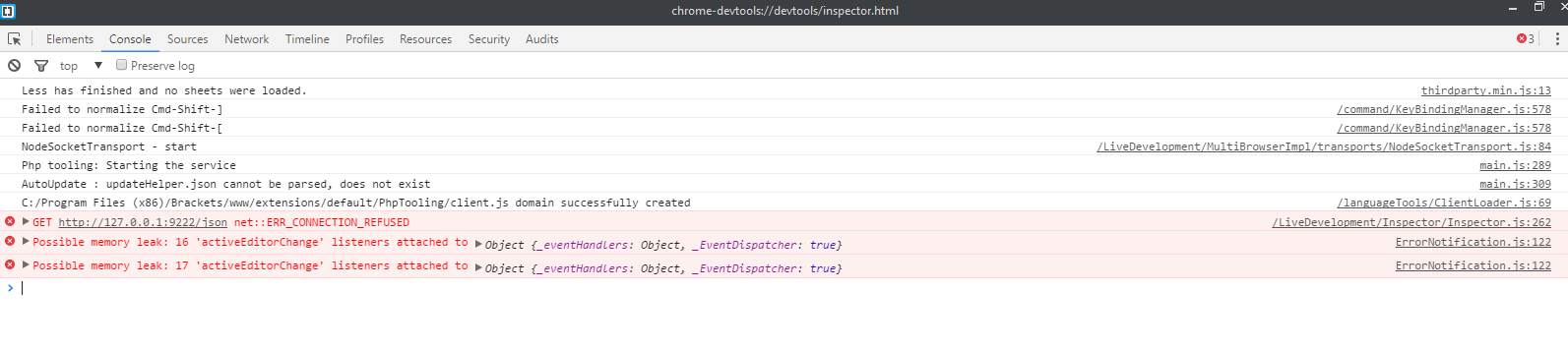Memory Leak is observed on console after opening "Index.html' in live ...