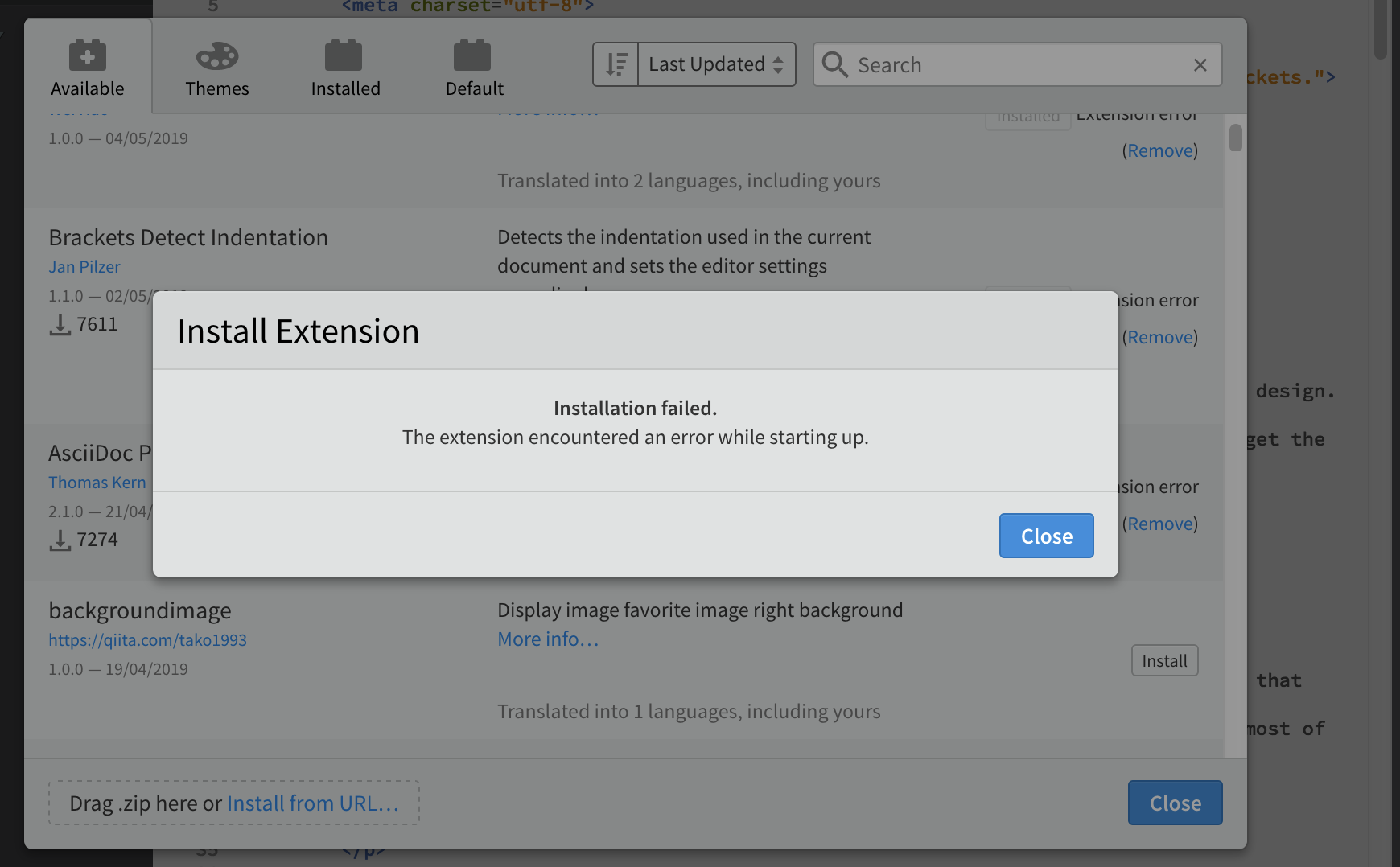 MAC : Brackets extensions are failing to install after installing 4-5 extensions. · Issue #14813 ...