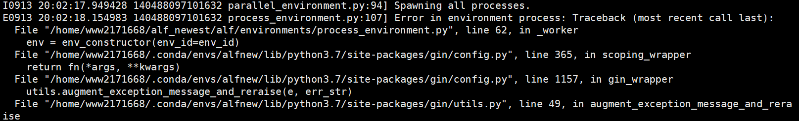 Error in environment process: Traceback (most recent call last): · Issue #1005 · HorizonRobotics ...