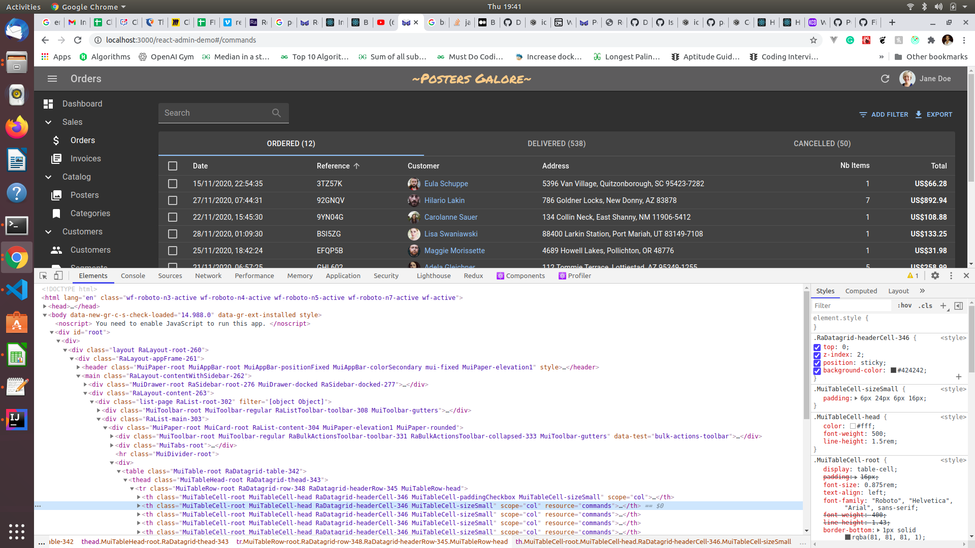 Datagrid header cells lose their styles when dynamically changing theme · Issue #4587 · marmelab ...