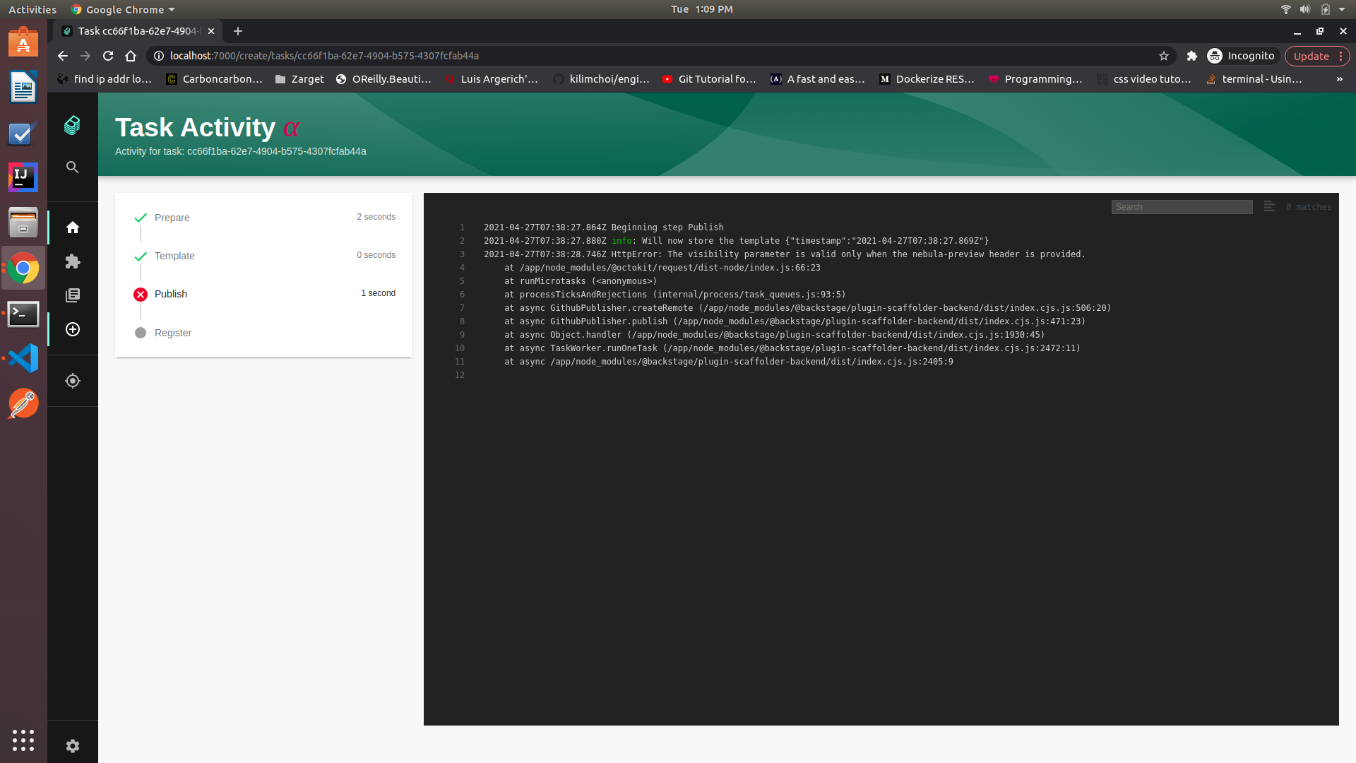 Getting Error When Creating Template While Running Backstage Application In Docker · Issue 5471 5574