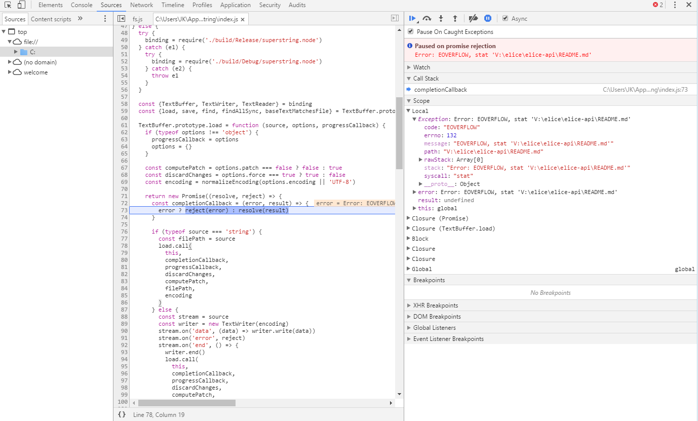 Uncaught (in promise) Error: EOVERFLOW, Unknown error · Issue #15236 · atom/atom · GitHub