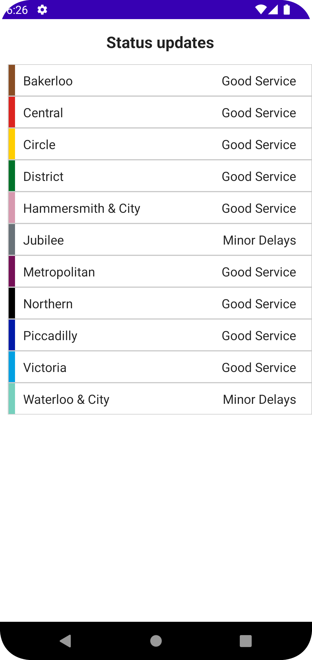 GitHub - noorashref/tflTubeLineStatus