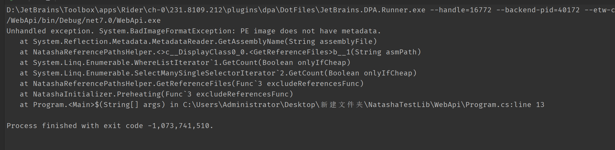[Bug]: 预热时因nuget包的问题， PE信息中找不到元数据. · Issue #178 · dotnetcore/Natasha · GitHub