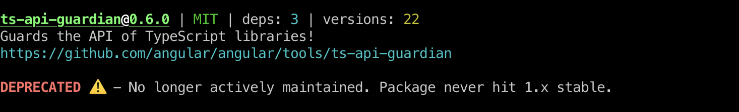ts-api-guardian is broken and not marked as deprecated · Issue #46265 · angular/angular · GitHub