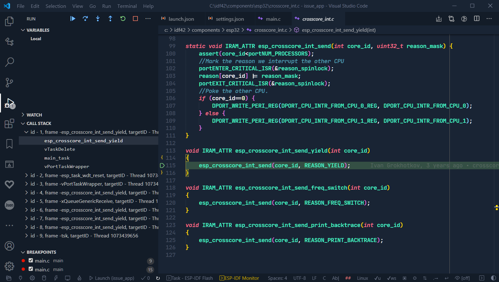 debugging wrover-kit-v4.1 with extension does not hit break point in ...