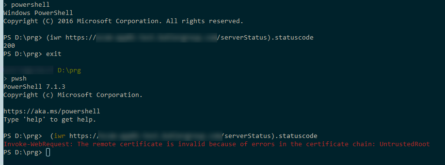 PWSH ignores system trusted CAs · Issue #15581 · PowerShell/PowerShell · GitHub