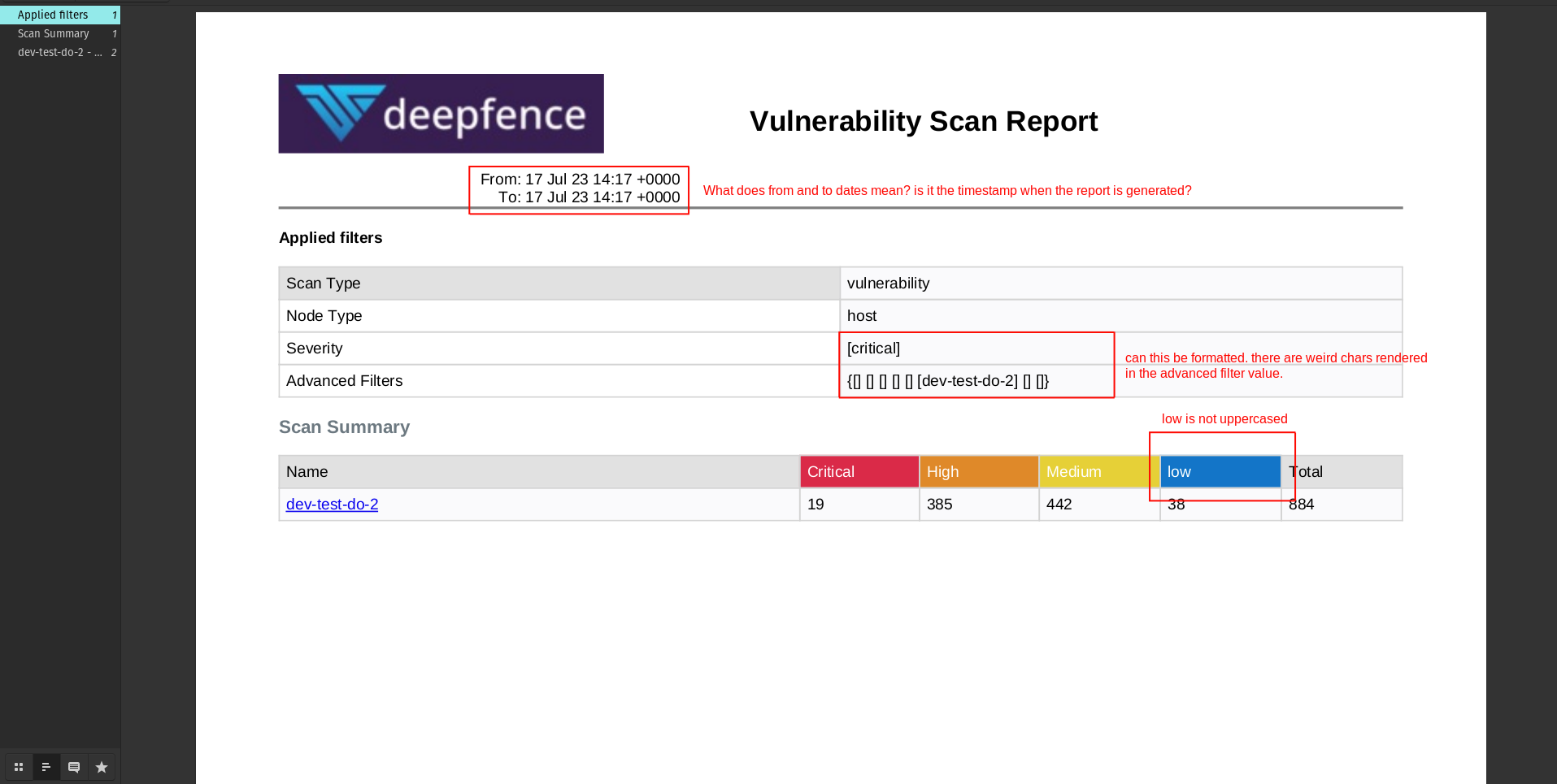 [v2] pdf reports formatting issues · Issue #1351 · deepfence/ThreatMapper · GitHub