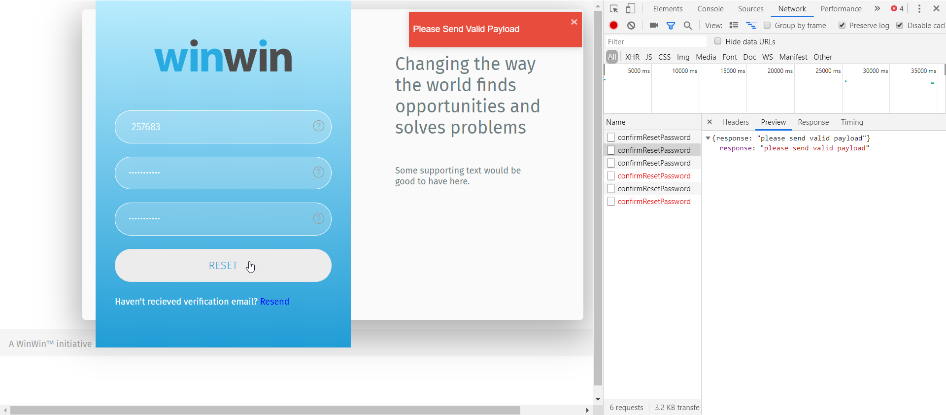 "Please send valid payload" error when attempting to change password · Issue #453 · winwinwiki ...