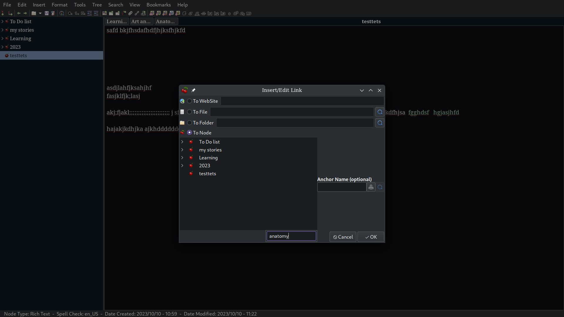 When Creating A Link Searching A Nodes Name Doesnt Find It If The