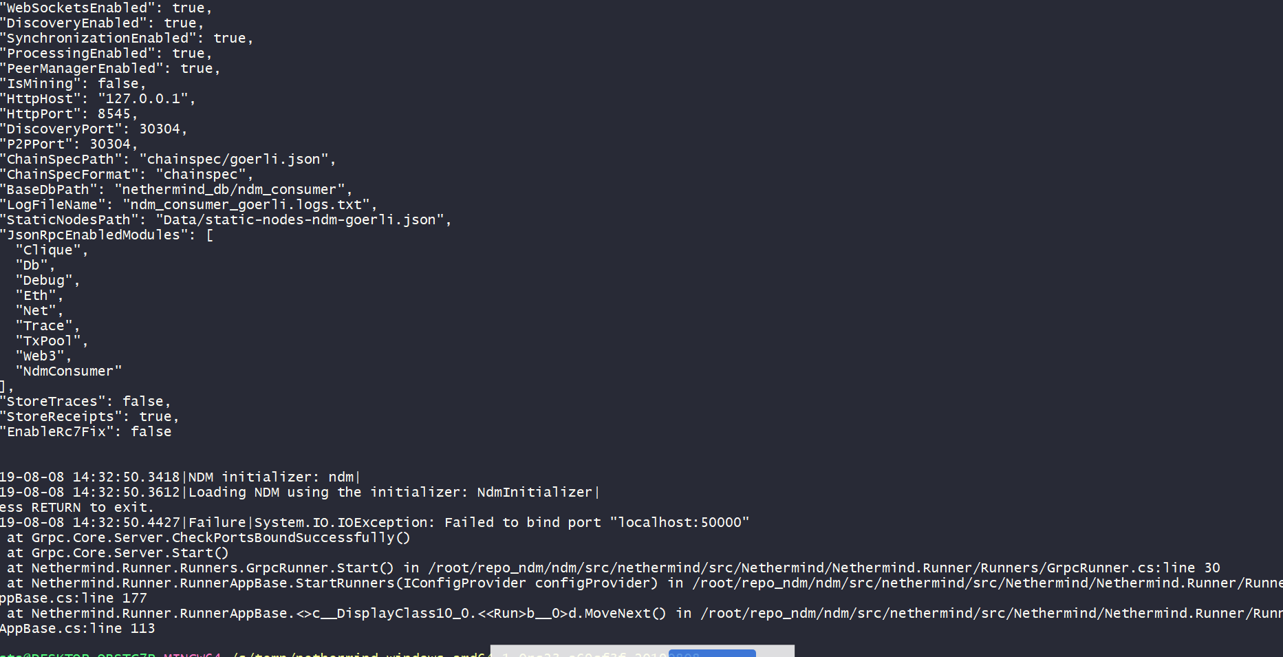 Failed to bind gRPC · Issue #740 · NethermindEth/nethermind · GitHub