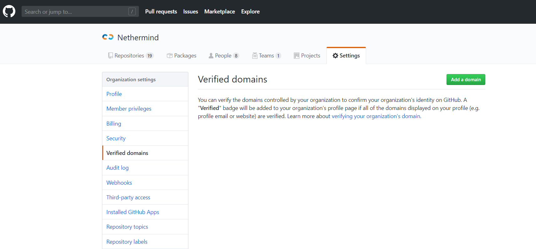 Add verified domain - nethermind.io · Issue #1100 · NethermindEth/nethermind · GitHub