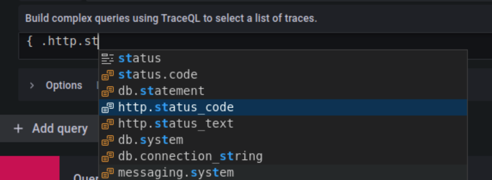 Traceql Autocomplete Is Not Handling Properly The Usage Of A Period