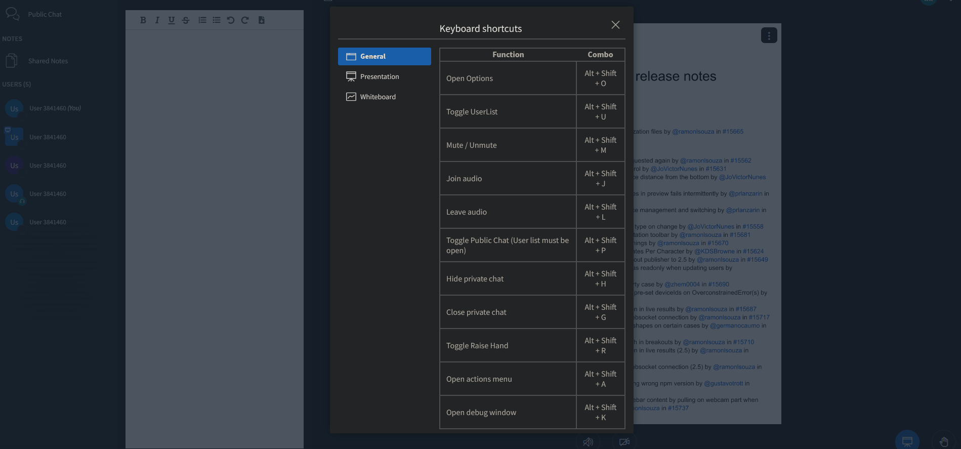The shortcuts window should stay at the top when changing options · Issue #15824 · bigbluebutton ...