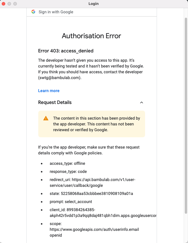 Signin with Google fails because of OIDC configuration · Issue #201 · bambulab/BambuStudio · GitHub