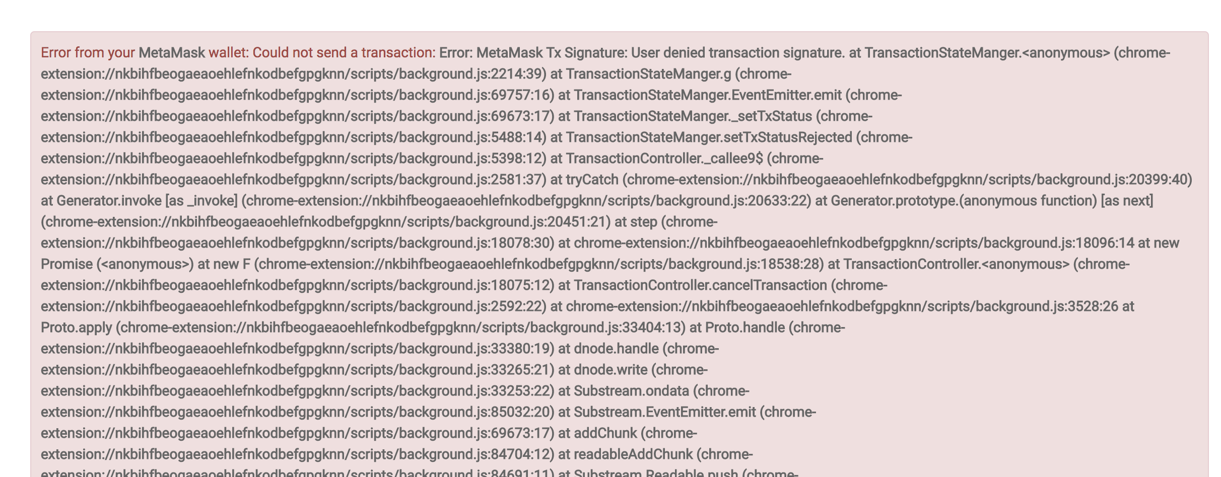 err.message ugly onweb3.eth.sendTransaction() · Issue #3180 · MetaMask/metamask-extension · GitHub