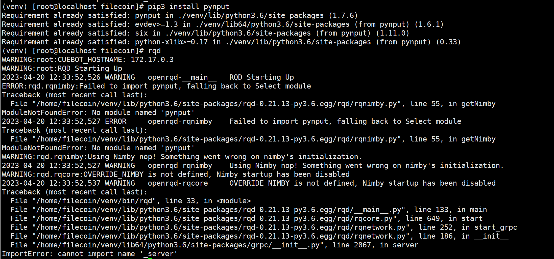 rqd running error · Issue #1289 · AcademySoftwareFoundation/OpenCue ...