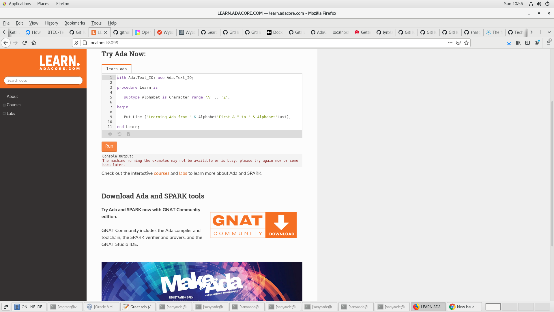 Learn local setup not working as expected · Issue #442 · AdaCore/learn · GitHub