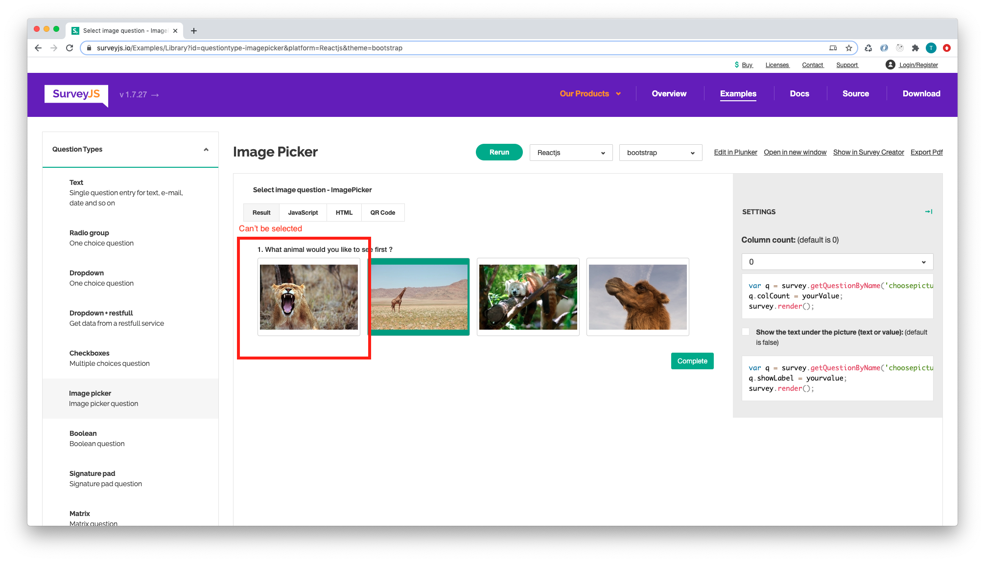 ImagePicker not working on React after v1.7.24/survey.react.js · Issue #2338 · surveyjs/survey ...